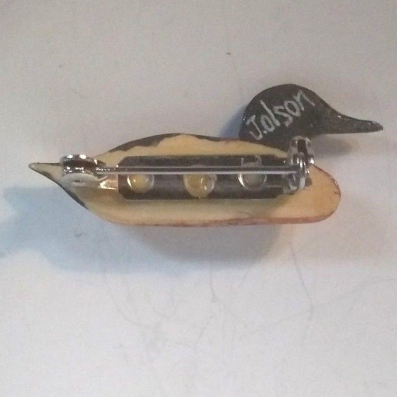 Jewelry | Vintage Carved Wood Mallard Duck Pin Signed Olson | Poshmark